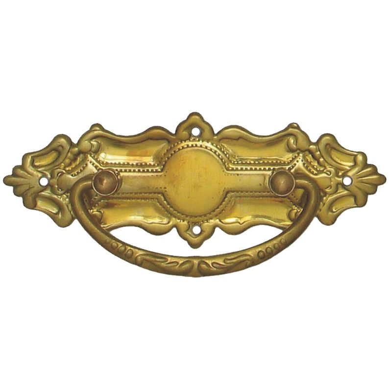 Historismus Möbelschild geprägt Messing MMA 94 x 34mm mit Griff Serie HI001